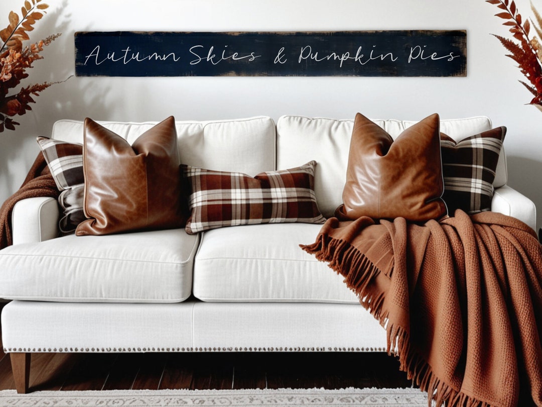 Autumn Skies & Pumpkin Pies Antique Style Wooden Fall Sign. Rustic Fall ...