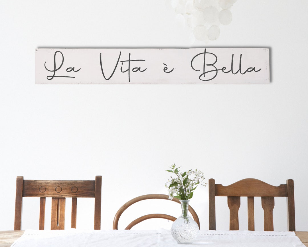 36" La Vita é Bella Sign Hand-painted Onto Weathered Reclaimed Pallet ...