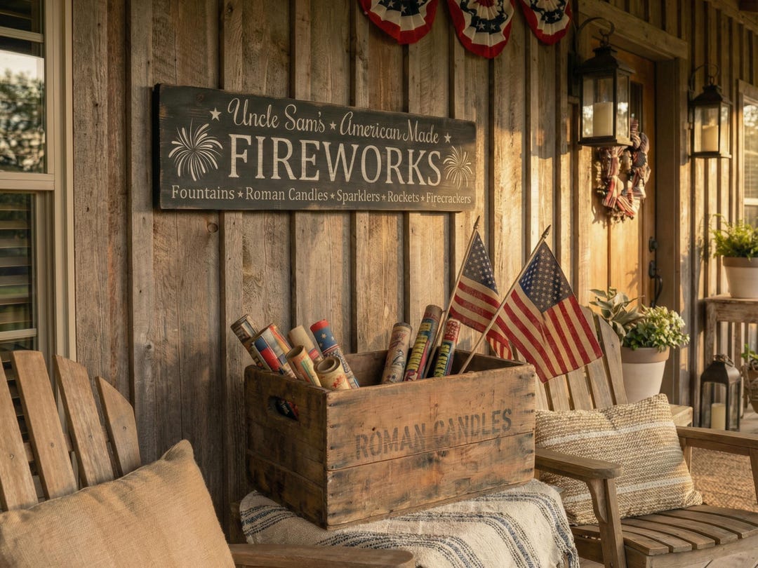 Antique Style Fireworks Sign. Solid Wood Wall Hanging Sign for ...