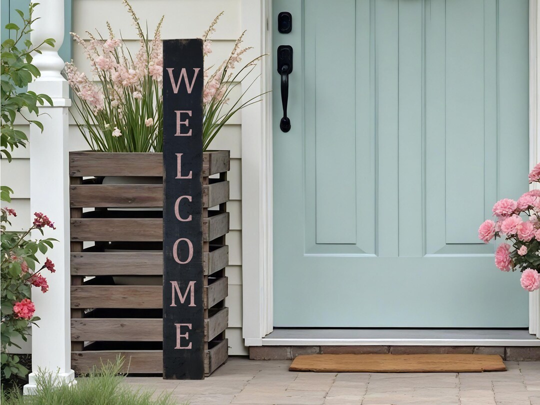 Rustic Antique Style Welcome Sign With Vintage Aesthetic. Vertical ...