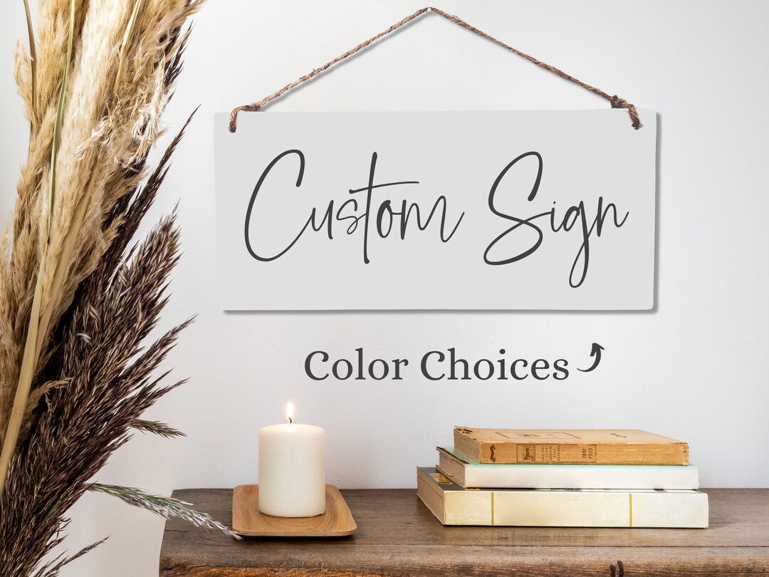Custom Rustic Minimalist Hanging Sign. Hand Painted. Sustainable ...