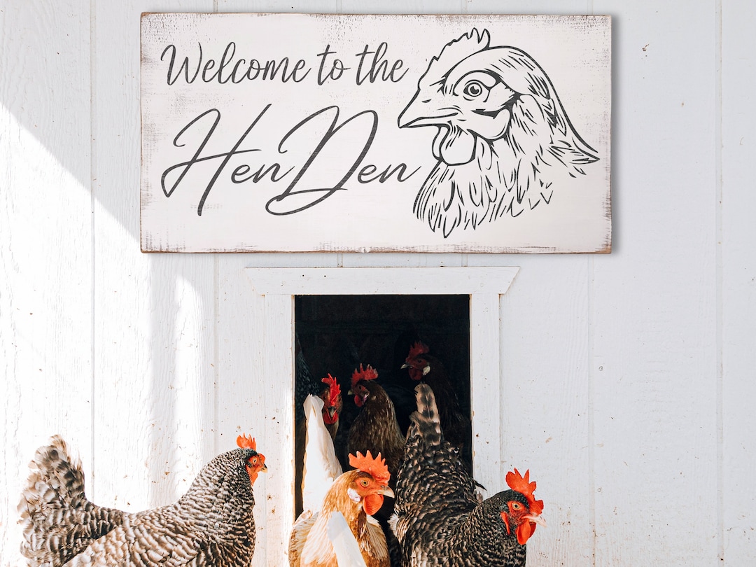 Welcome to the Hen Den Wood Chicken Coop Name Sign. Outdoor Rustic Hen ...