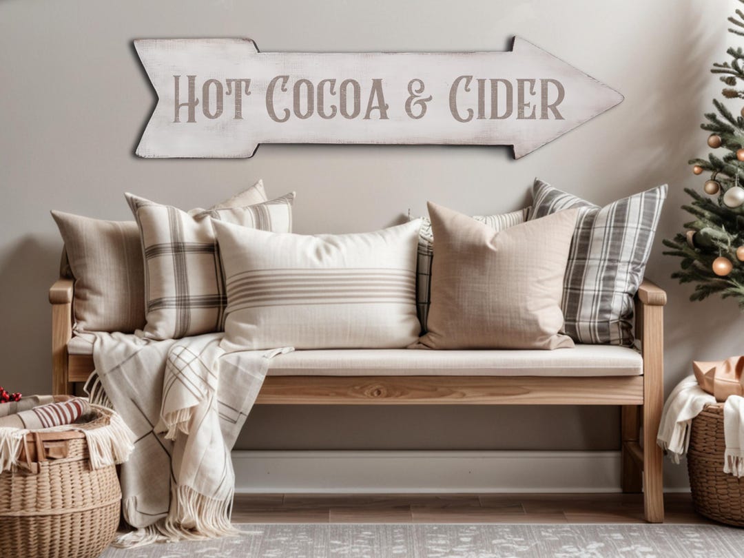 Antique Style Hot Cocoa & Cider Arrow Shaped Wooden Sign. Outdoor ...