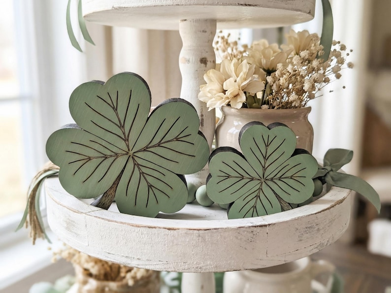 Reclaimed Wood Shamrocks – Freestanding St. Patrick’s Day Shelf Sitters ...