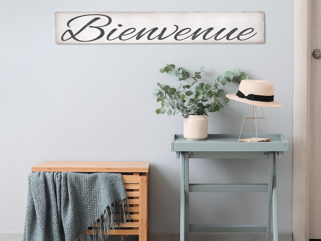 Bienvenue French Welcome Sign With Vintage Charm. Outdoor Porch Sign or ...