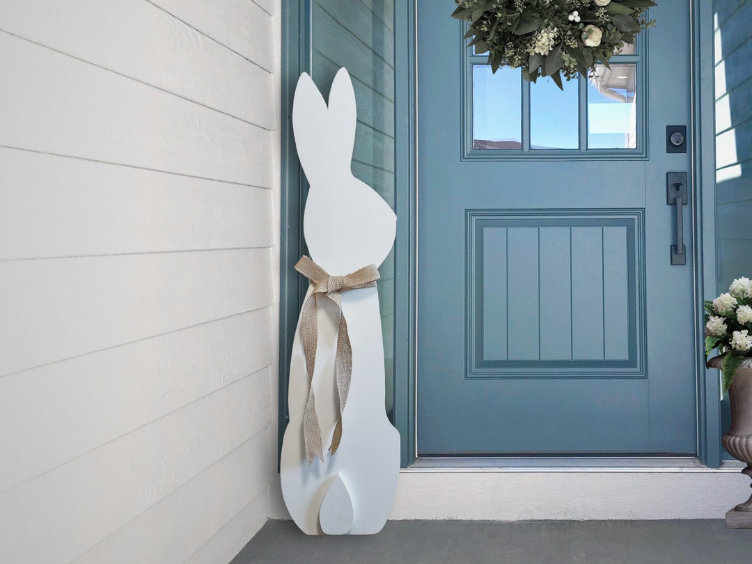 Large White Porch Leaner Rabbit Handcrafted From Solid Wood. Outdoor or ...