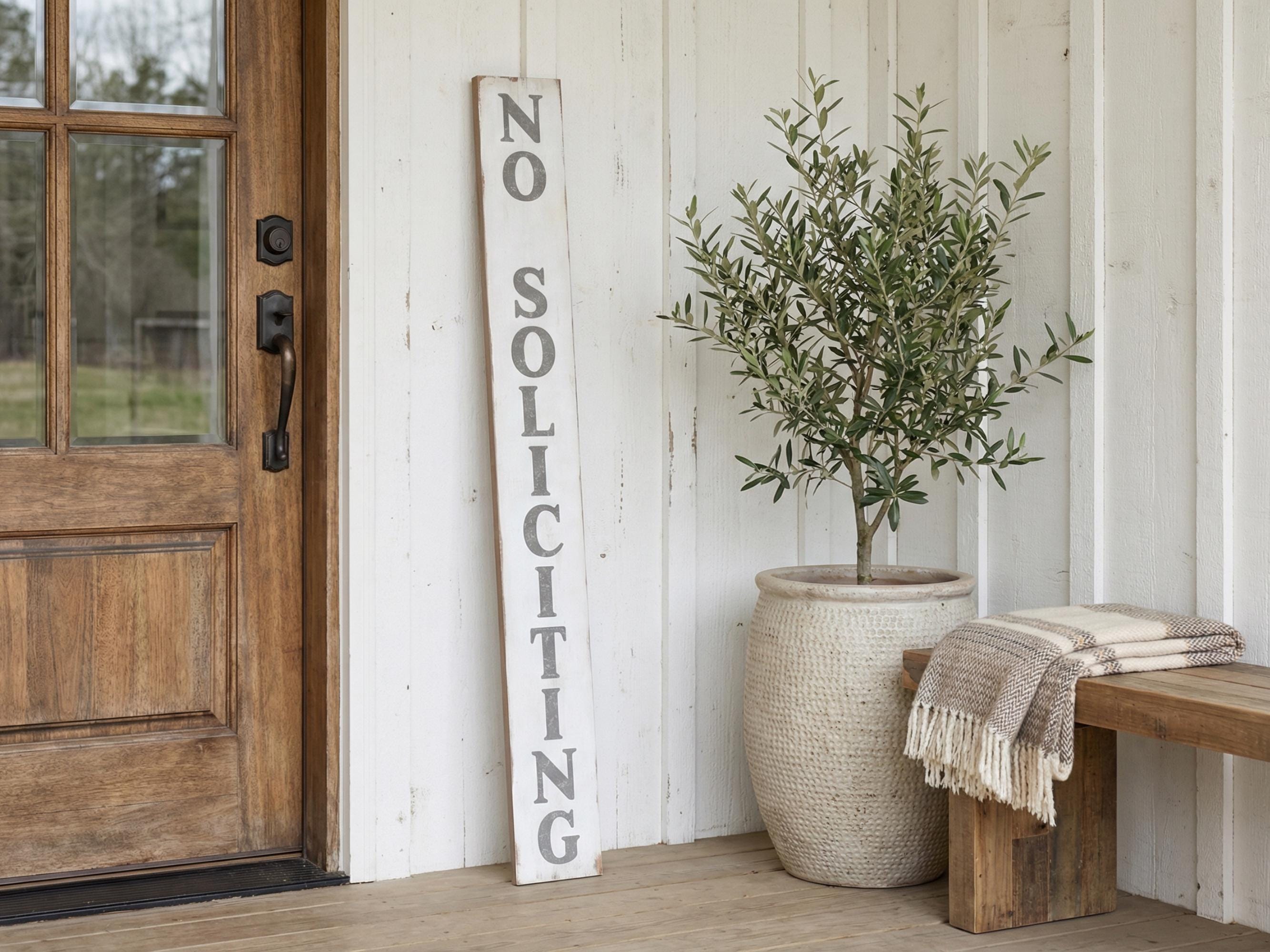 No Soliciting Antique Style Skinny Sign, Great for Narrow Spaces ...