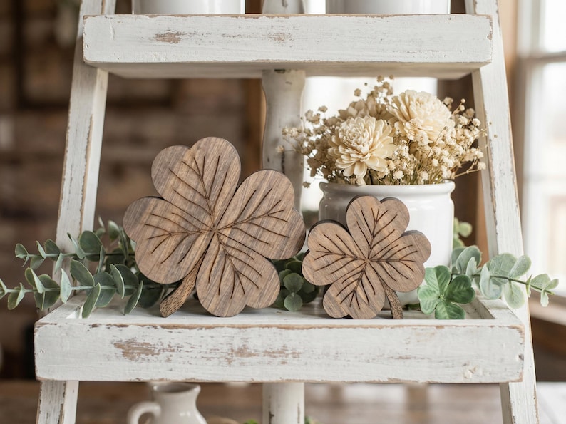 Reclaimed Wood Shamrocks – Freestanding St. Patrick’s Day Shelf Sitters ...