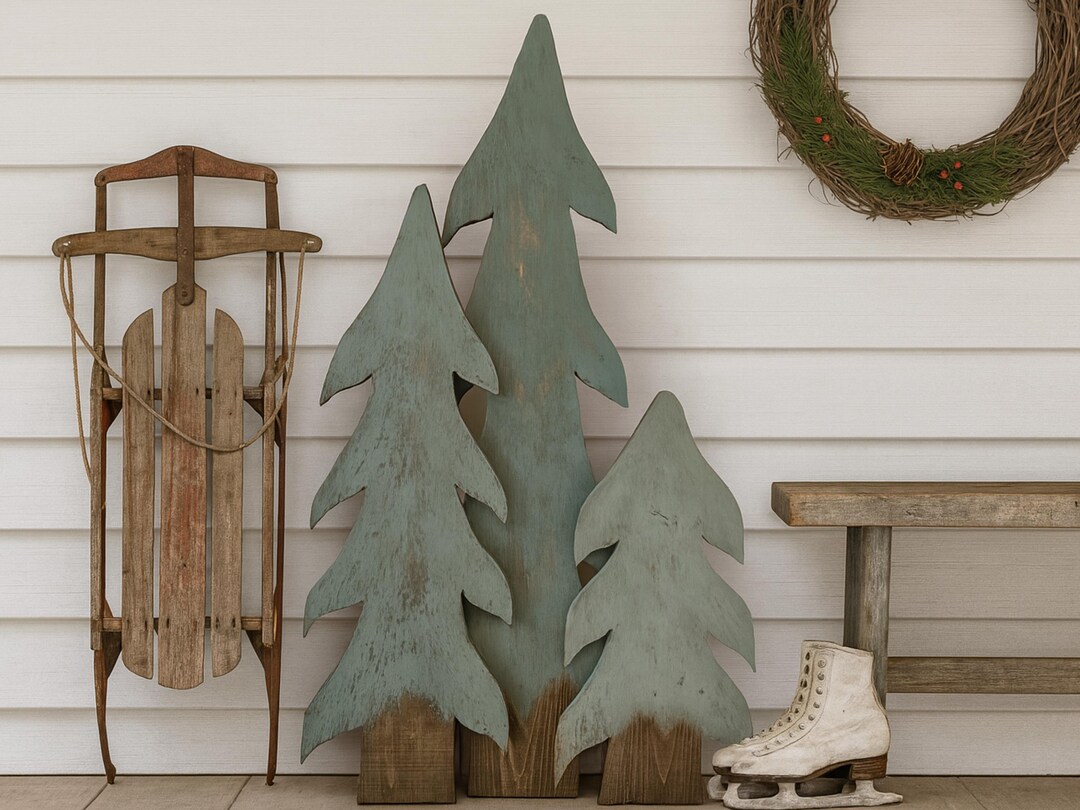 Rustic Wooden Christmas Trees With Vintage Charm! Indoor & Outdoor ...