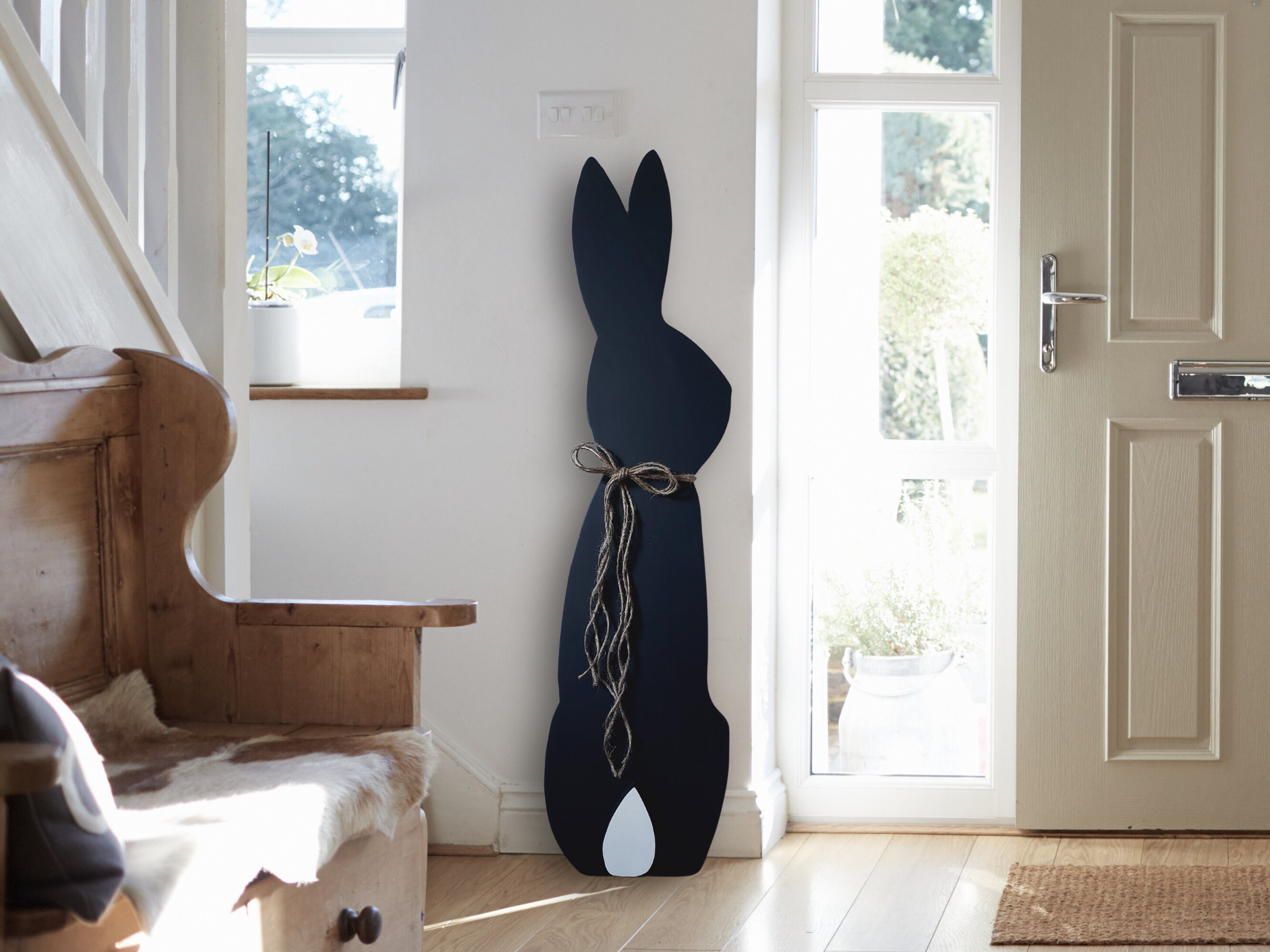 Large Black Porch Leaner Rabbit Handcrafted From Solid Wood. Outdoor ...
