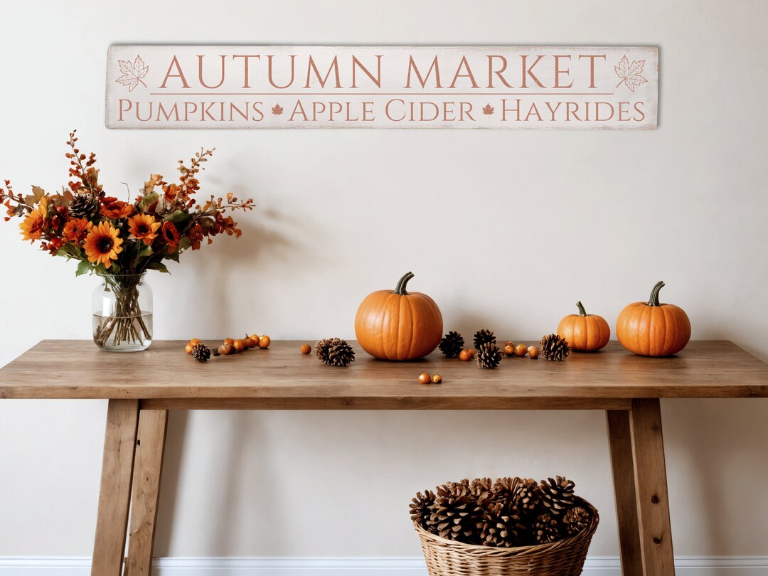 Rustic Fall Decor Antique Style Wood Sign. Autumn Market, Pumpkins ...