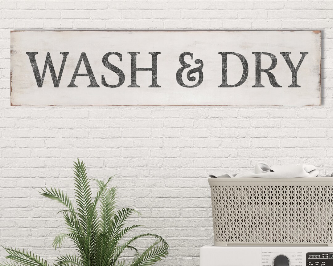 Antique Wash & Dry Sign. Laundry Room Decor. Solid Wood Wall - Etsy