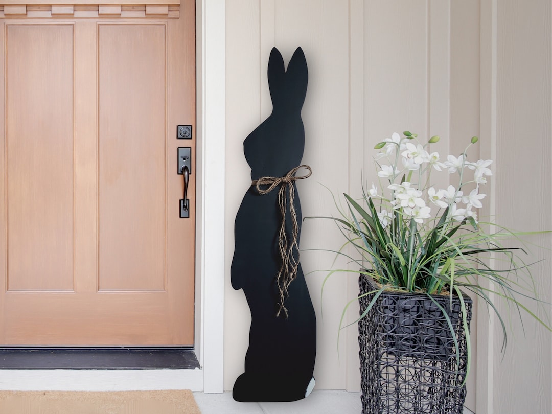 Large Black Porch Leaner Rabbit Handcrafted From Solid Wood. Outdoor ...