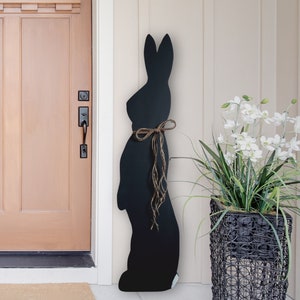Large Black Porch Leaner Rabbit Handcrafted From Solid Wood. Outdoor ...