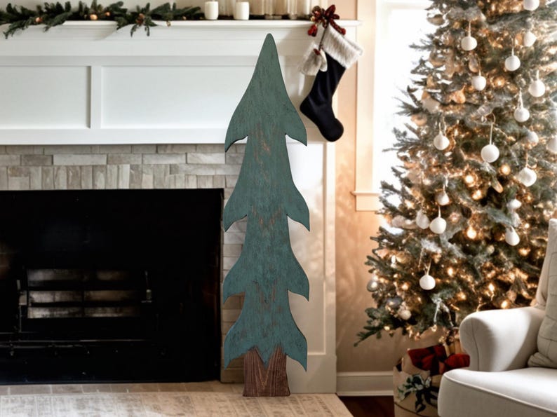 Rustic Wooden Christmas Tree Living Room Fireplace, Entryway & Outdoor ...