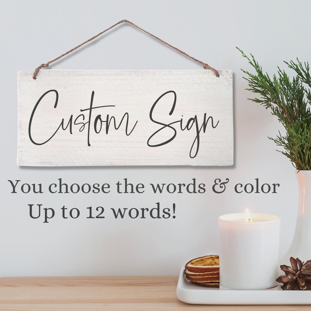 Custom Rustic Minimalist Hanging Sign. Hand Painted. - Etsy