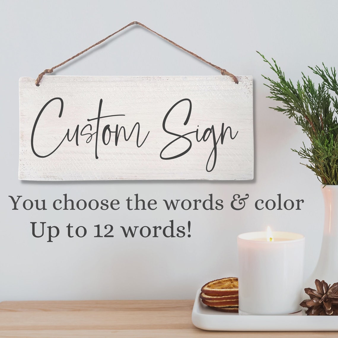 Custom Rustic Minimalist Hanging Sign. Hand Painted. - Etsy