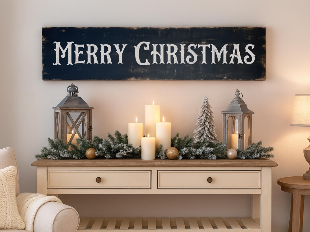 Rustic Antique Style Merry Christmas Wood Sign. Indoor or Outdoor ...
