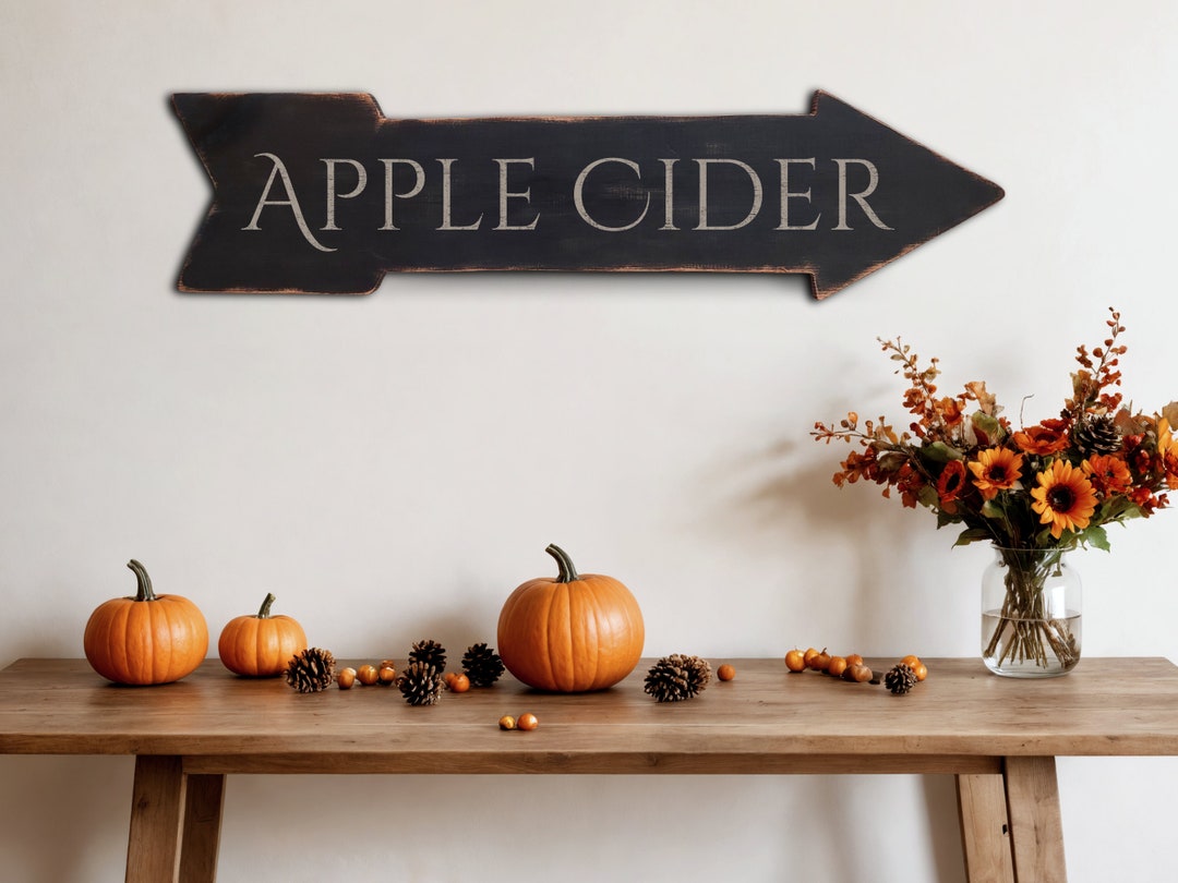 Large Wooden Arrow Shaped Apple Cider Sign. Rustic Solid Wood Sign ...