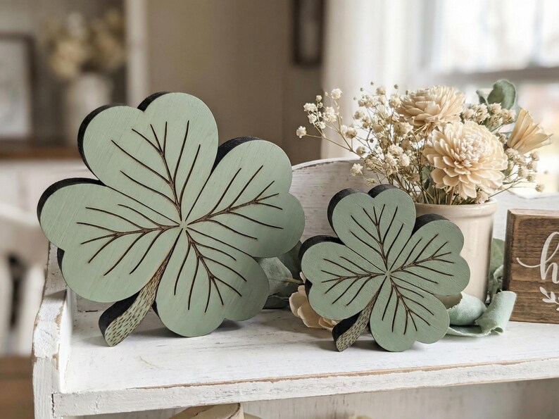 Reclaimed Wood Shamrocks – Freestanding St. Patrick’s Day Shelf Sitters ...