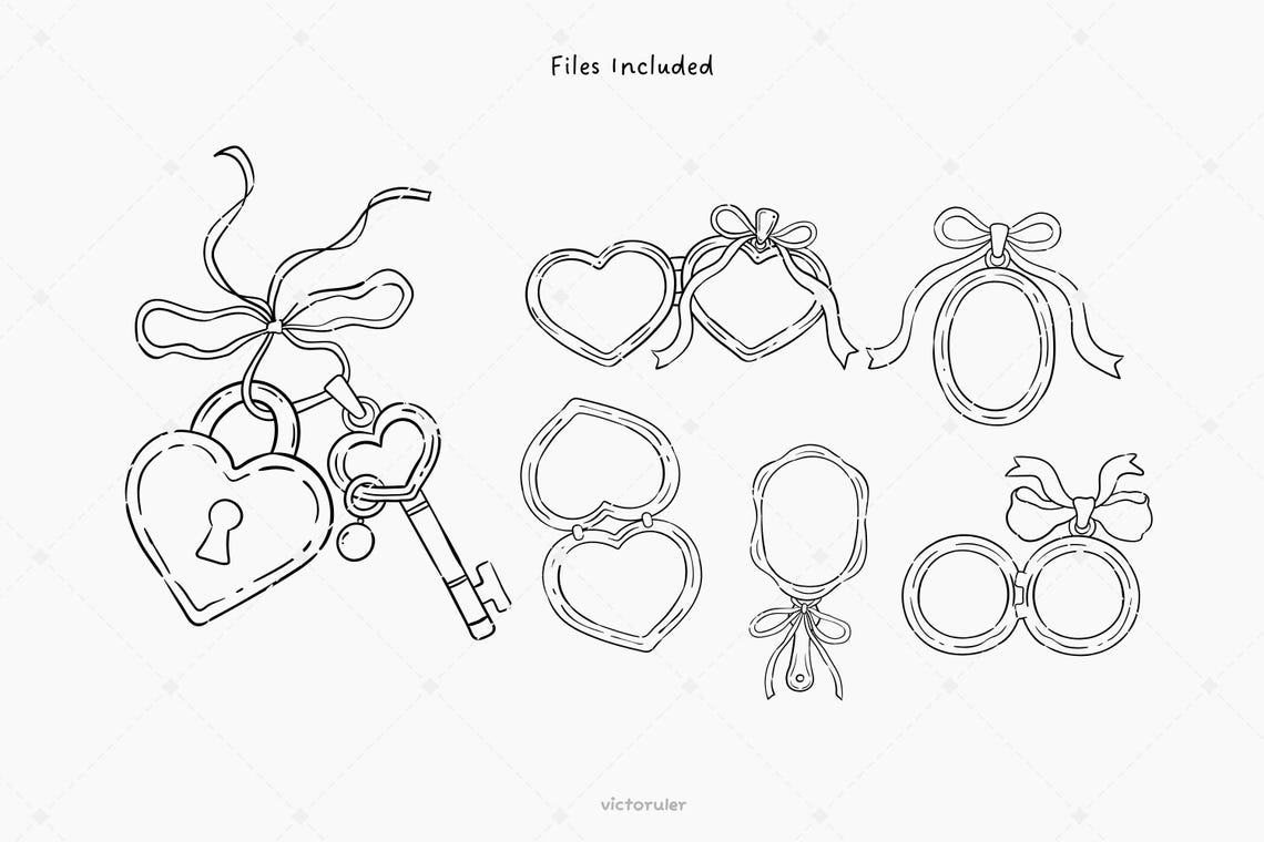Hand Drawn Heart Locket Clipart, Vintage Doodle, Valentine's Day SVG ...