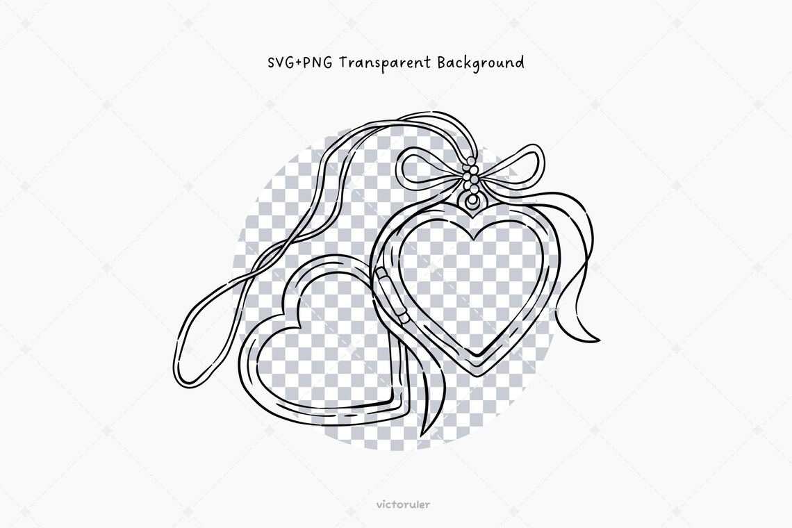 Hand Drawn Heart Locket Clipart, Vintage Doodle, Valentine's Day SVG ...