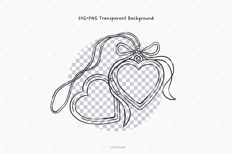 Hand Drawn Heart Locket Clipart, Vintage Doodle, Valentine's Day SVG ...