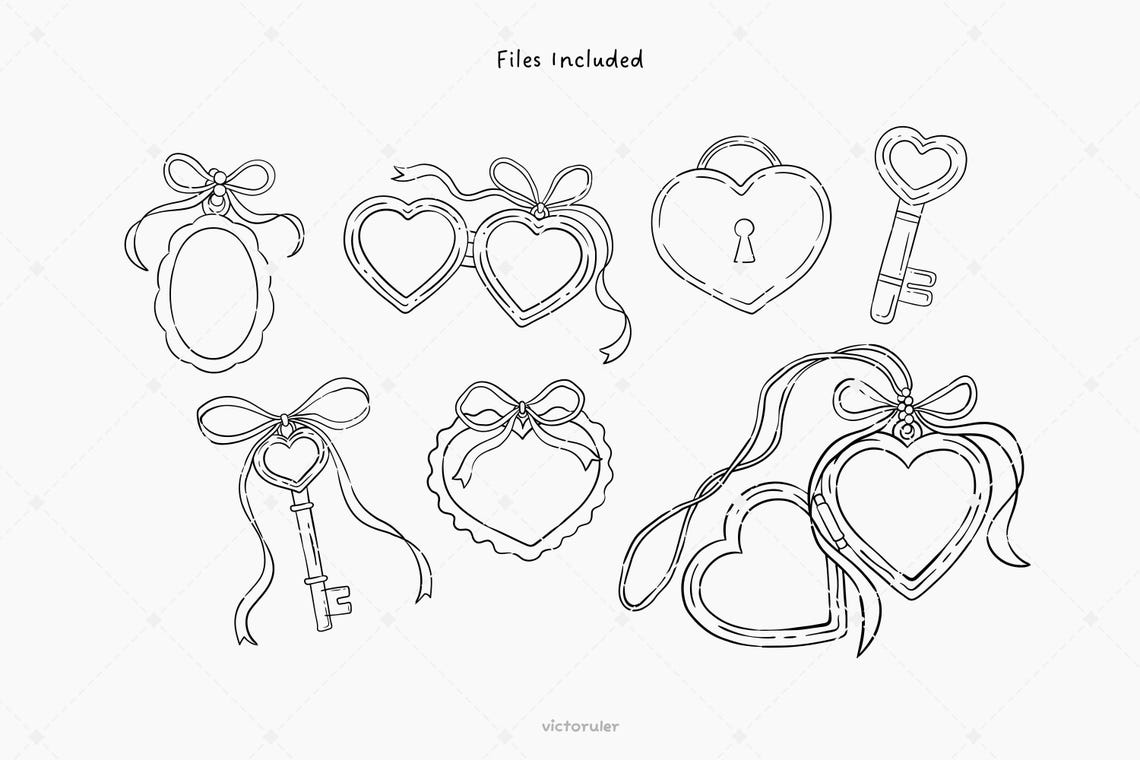 Hand Drawn Heart Locket Clipart, Vintage Doodle, Valentine's Day SVG ...