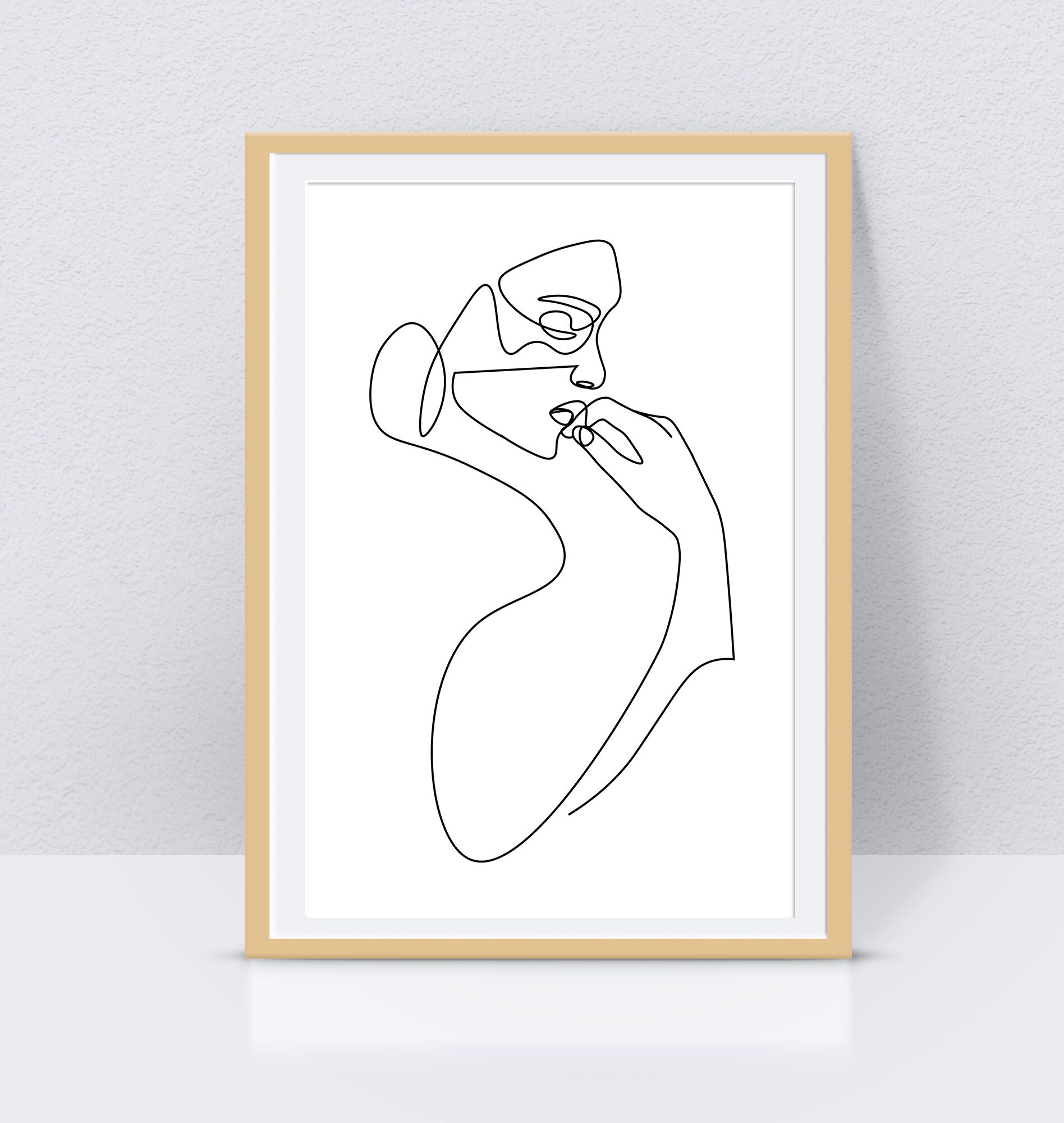 Mujer Arte de línea abstracta arte de pared arte de línea - Etsy España
