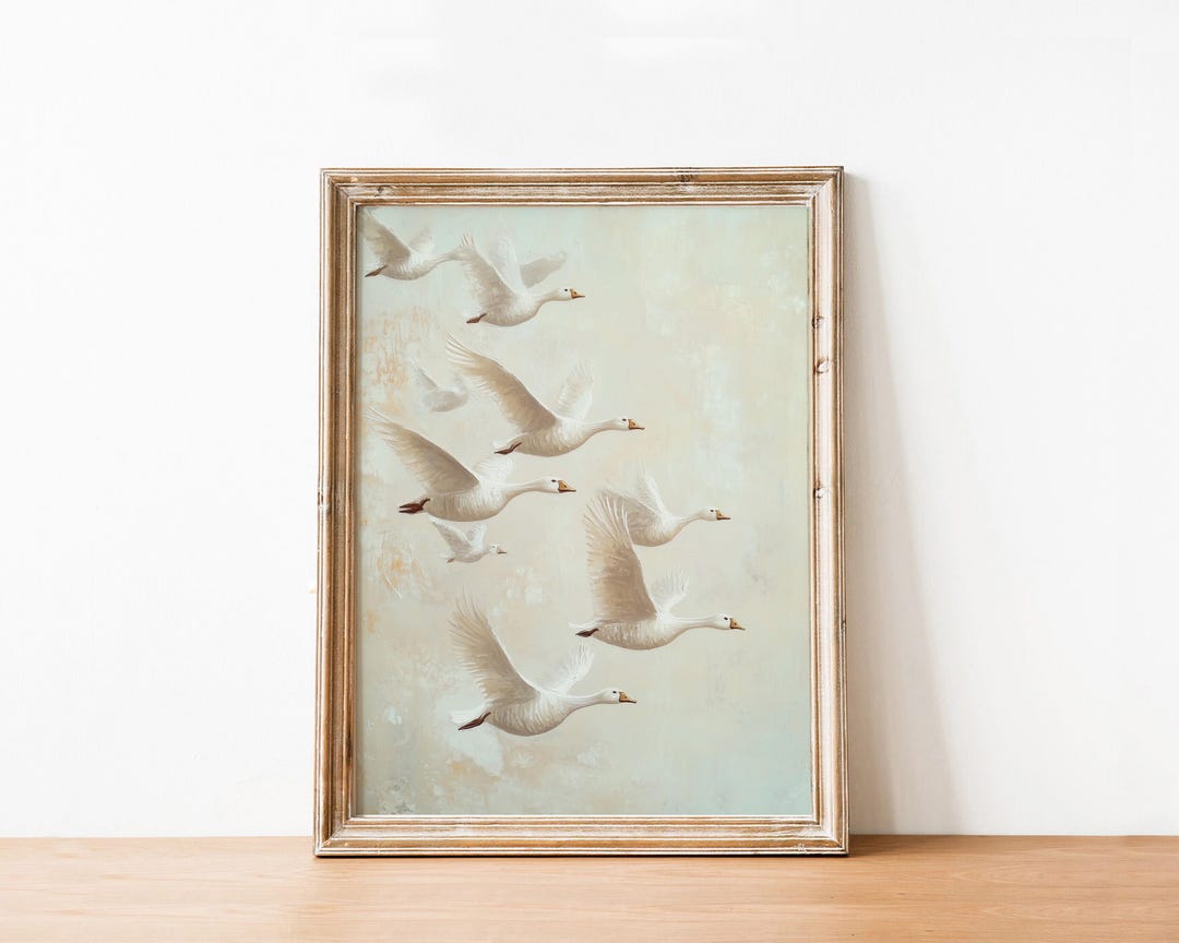 Flying Geese Print, Vintage Wall Art, Geese Wall Art, Animal Print ...