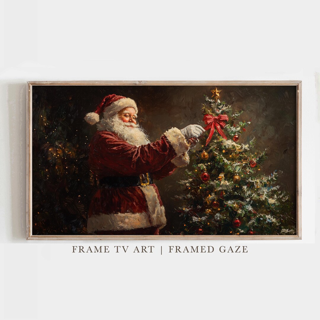 Frame TV Art Santa Decorating, Vintage Style Christmas Art, Holiday ...