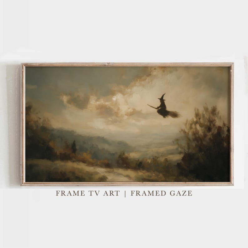 Witch Halloween Frame TV Art | Gothic Decor Painting | Dark Moody ...