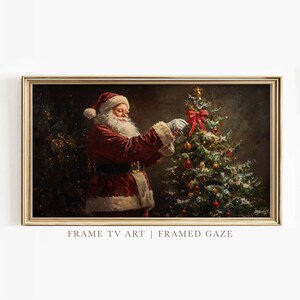 Frame TV Art Santa Decorating, Vintage Style Christmas Art, Holiday ...