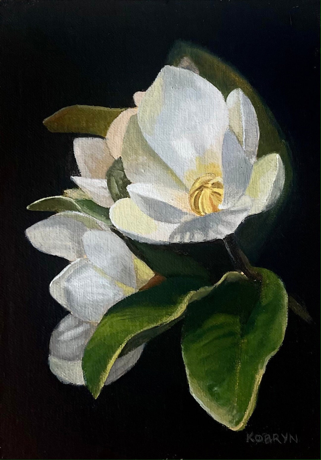 Magnolia Wall Art, Magnolia Painting, Flower Wall Art, Moody Wall Art ...