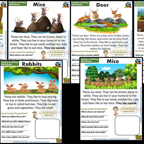 Forest Animals Animals Reading Comprehension Worksheets Kindergarten ...