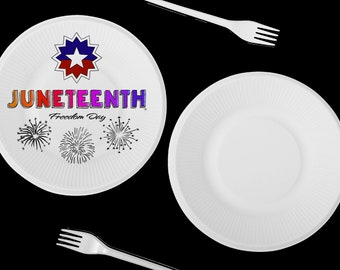 Juneteenth Party Plate Set (red W/ White Writing) - Etsy