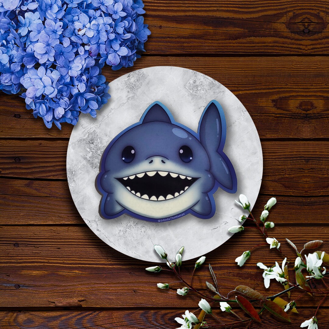 Sharky | Glossy Vinyl Stickers, Shark Week - Etsy