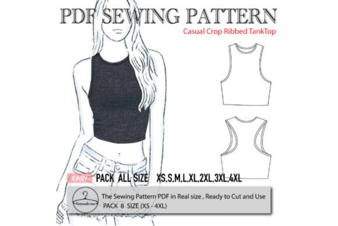 Tank Top Pattern use Over and Overfor Women Casual Ribbed Pattern is ...