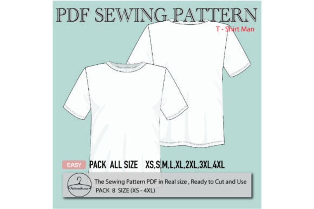 Pattern T-shirt for Men Sewing Pattern PDF Digital Pattern - Etsy