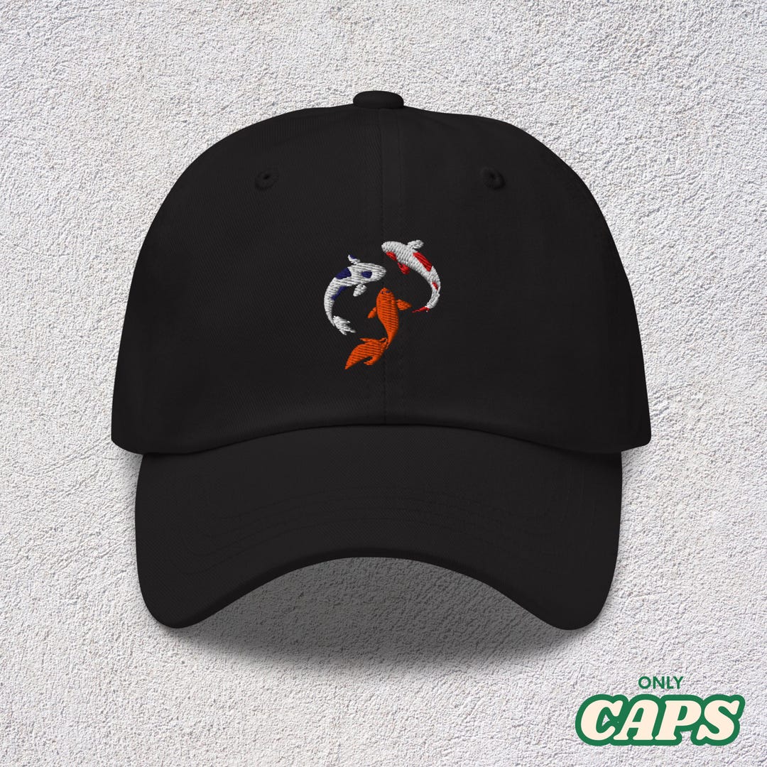 Koi Fish Hat | Japanese Koi Fish Embroidered Adjustable Dad Hat ...