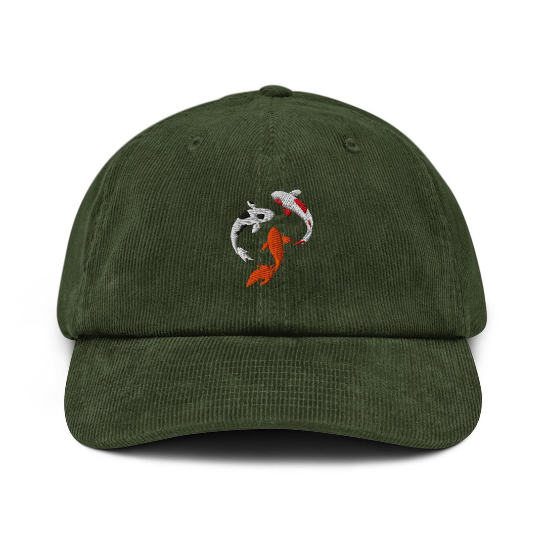 KOI FISH HAT Custom Embroidery Corduroy Cap Corduroy Hat Trendy Hat ...