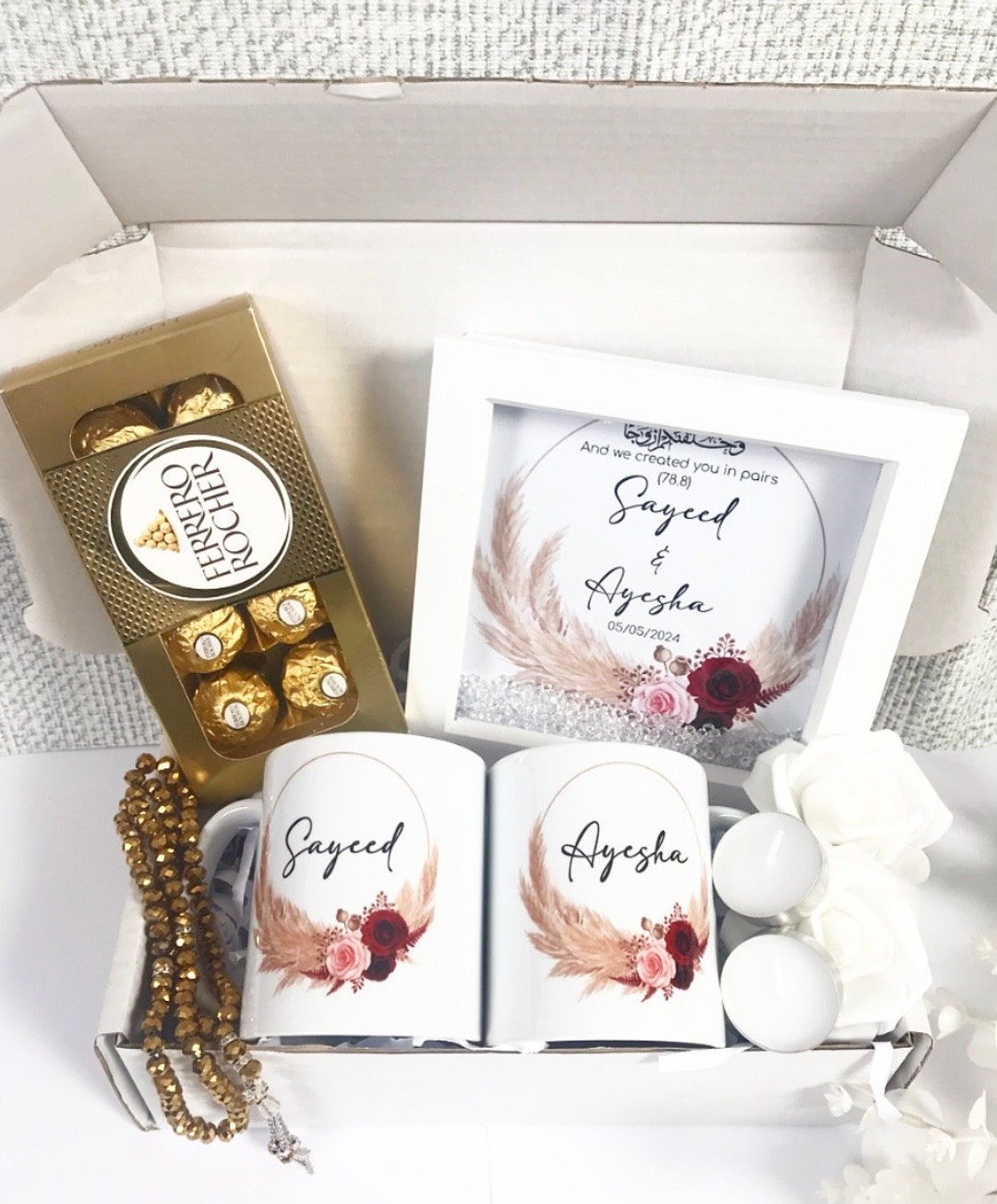 Luxury Personalised Couples Hamper Box Islamic Gift Husband Wife Nikah ...