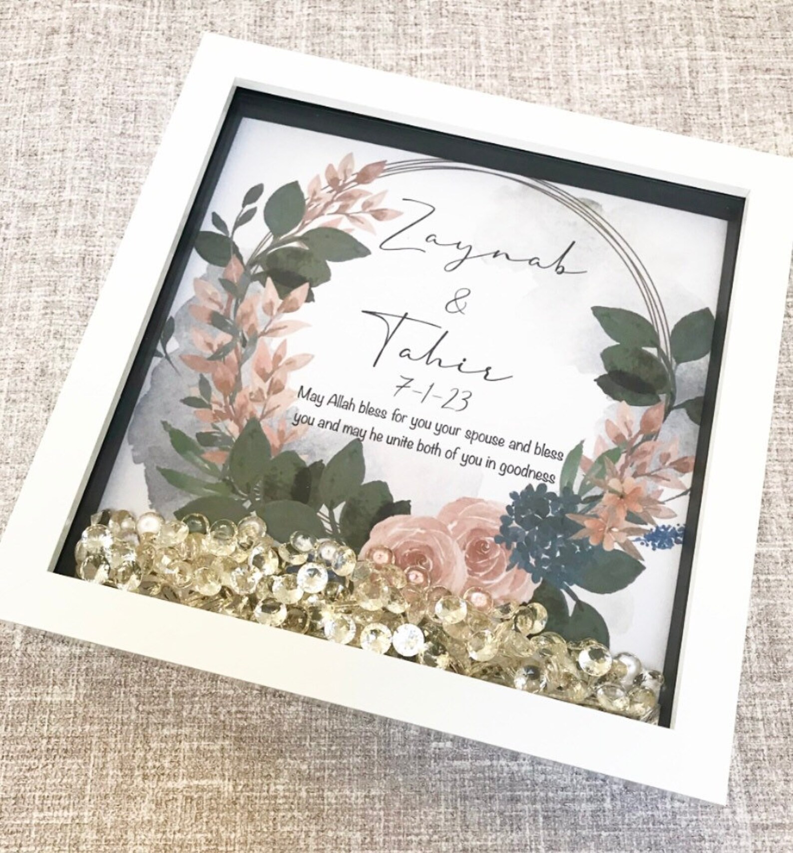 Personalised Islamic Wedding Gift Frame Engagement Nikah Anniversary ...