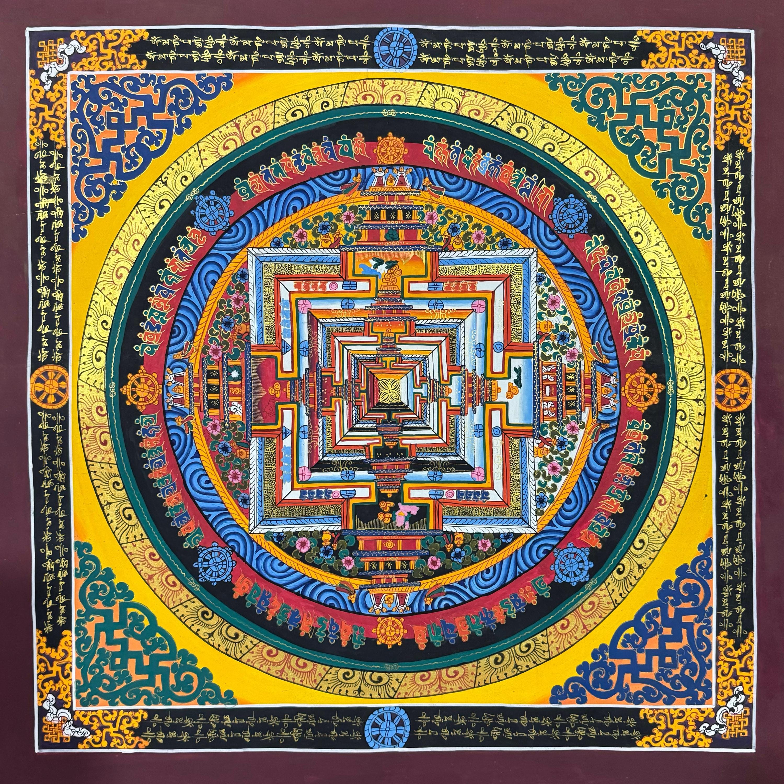 Fine Quality 55x55cm Wheel of Time Thangka, Kalachakra Mandala Thanka ...