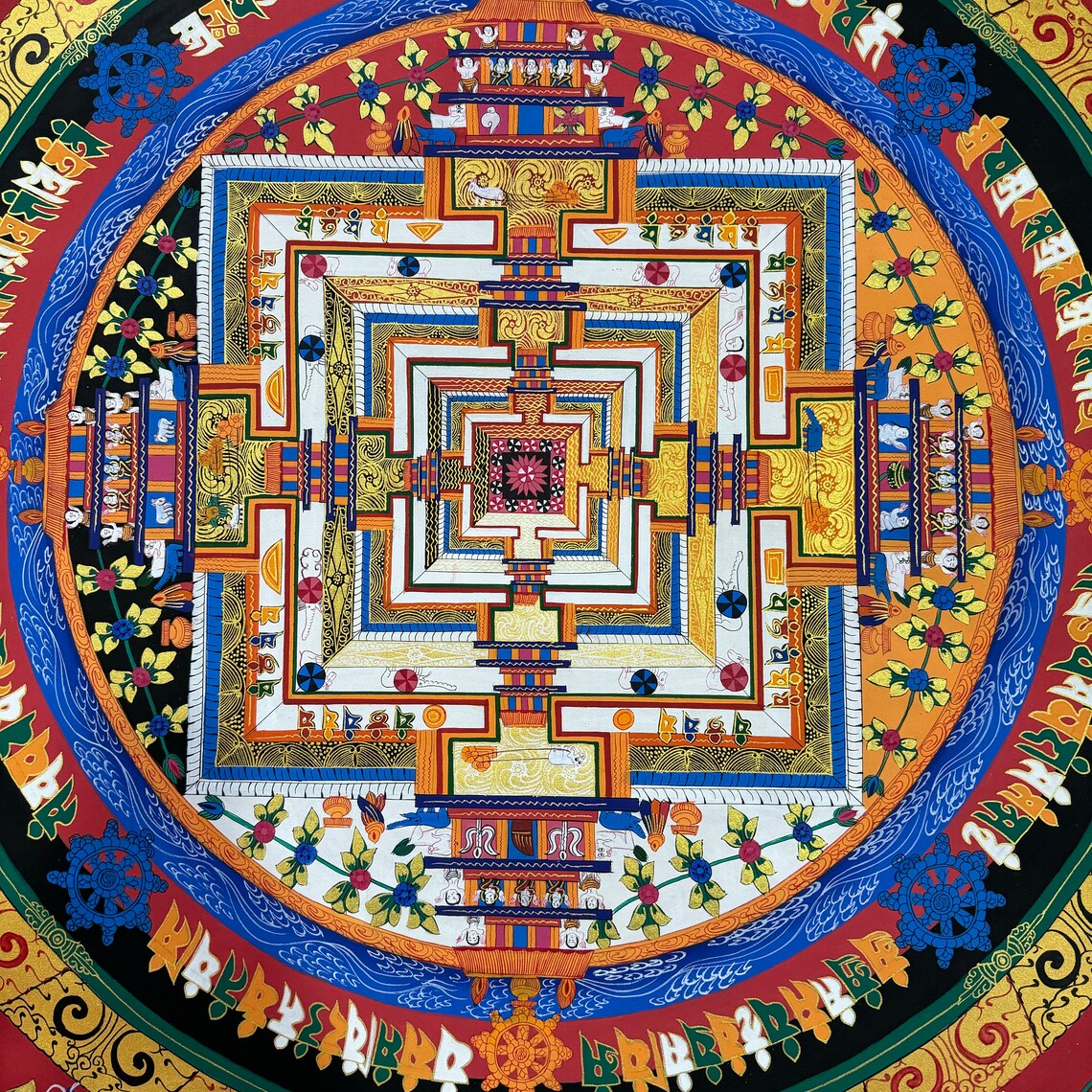 43x43 Inch Red Background Master Quality Kalachakra Mandala Thangka ...