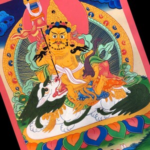 Yellow Zambala Thangka, Kubera Thanka Art, Genuine Hand Painted Tibetan ...