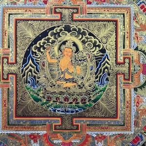 Hand-painted Manjushree Mandala Thangka Painting, Best for Meditation ...