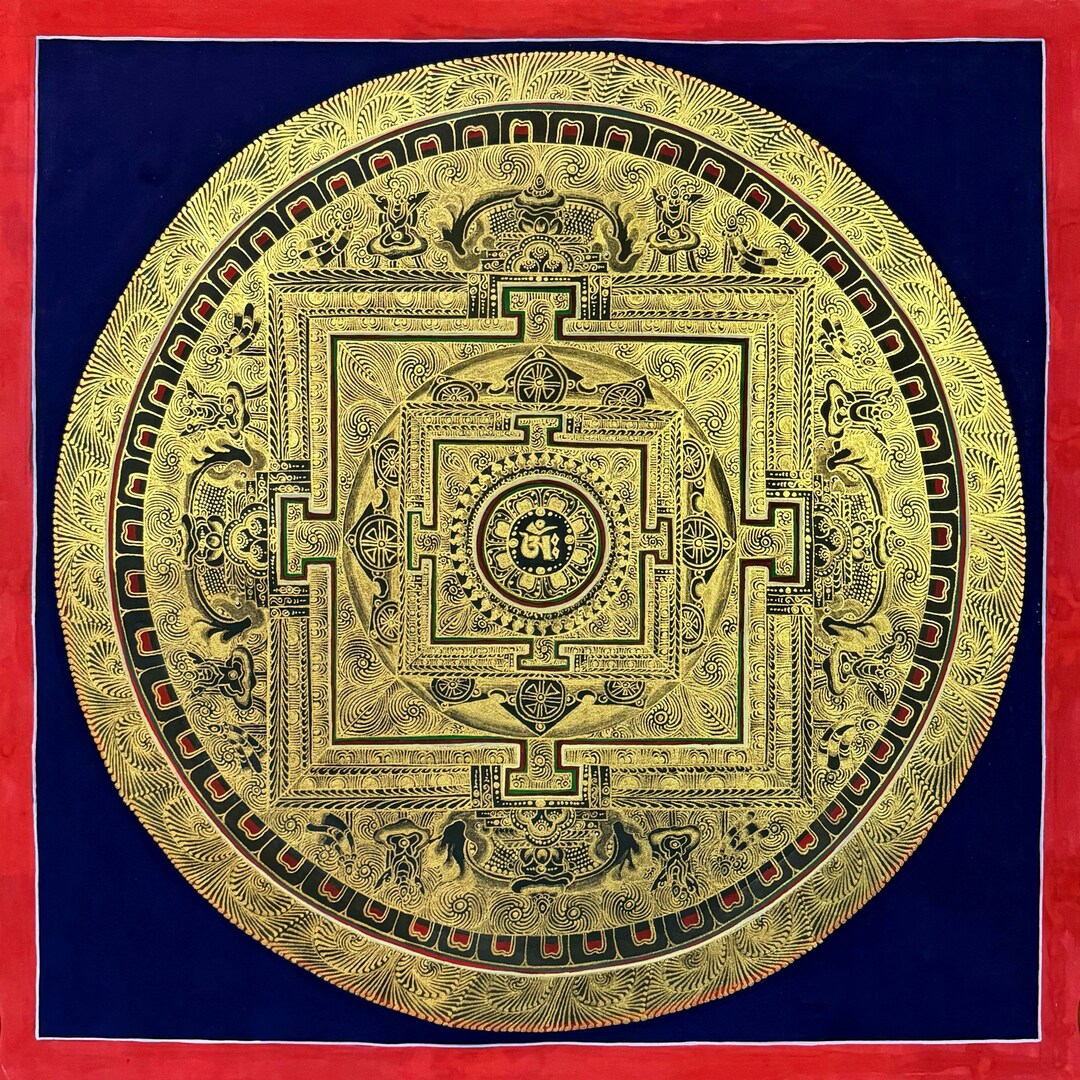 Om Mandala Thangka Art, Handmade Thangka on Cotton Canvas From Nepal - Etsy