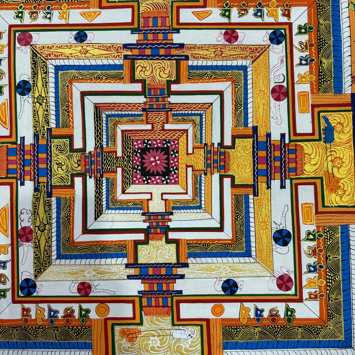 43x43 Inch Red Background Master Quality Kalachakra Mandala Thangka ...
