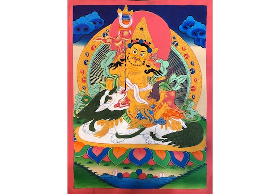 Yellow Zambala Thangka Kubera Thanka Art Genuine Hand - Etsy